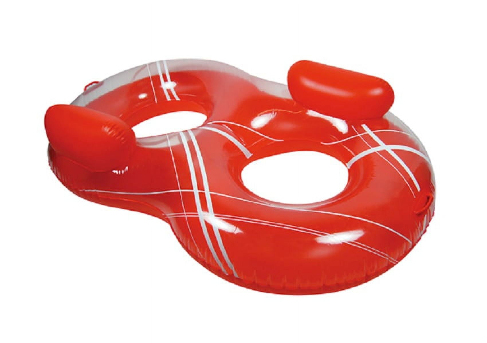 Swim Central 74" Inflatable Red and White Striped Duo Circular Swimming ...