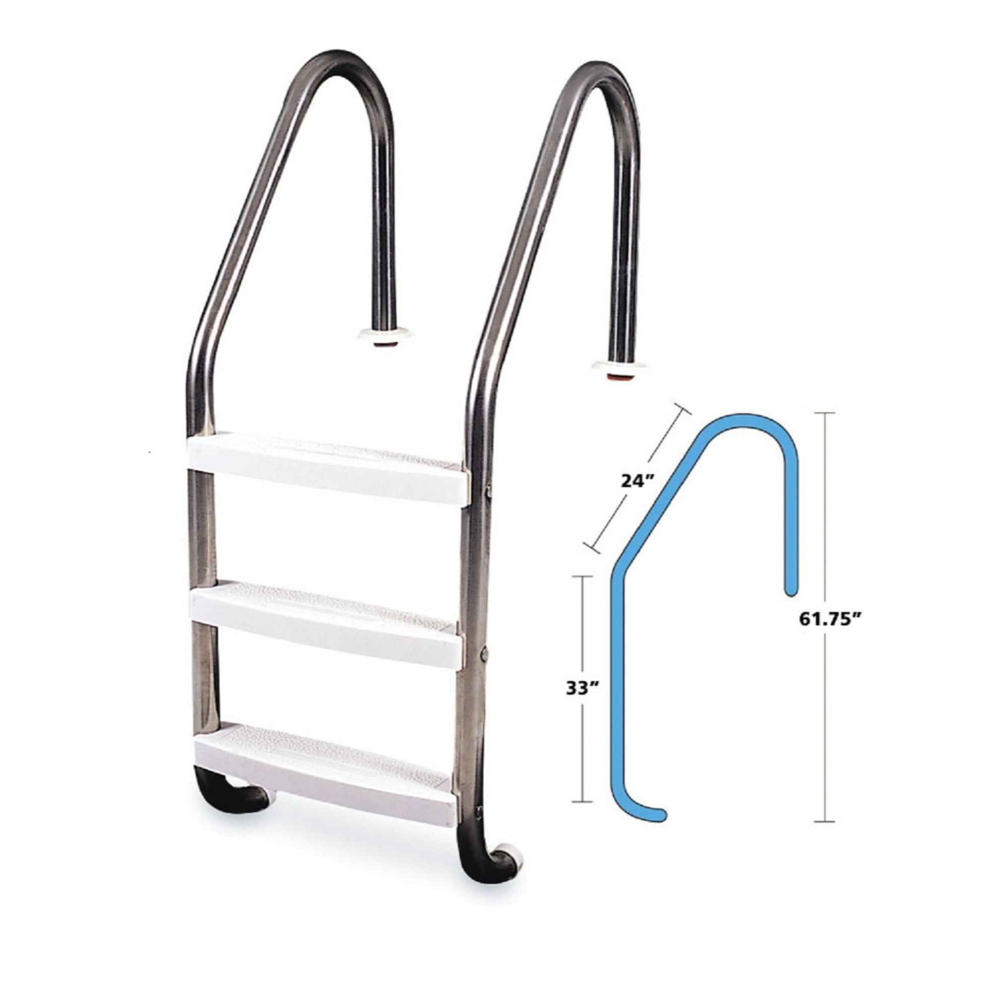 Swim Central Stainless Steel Pool Deck Ladder with Handrail - 61.75 ...