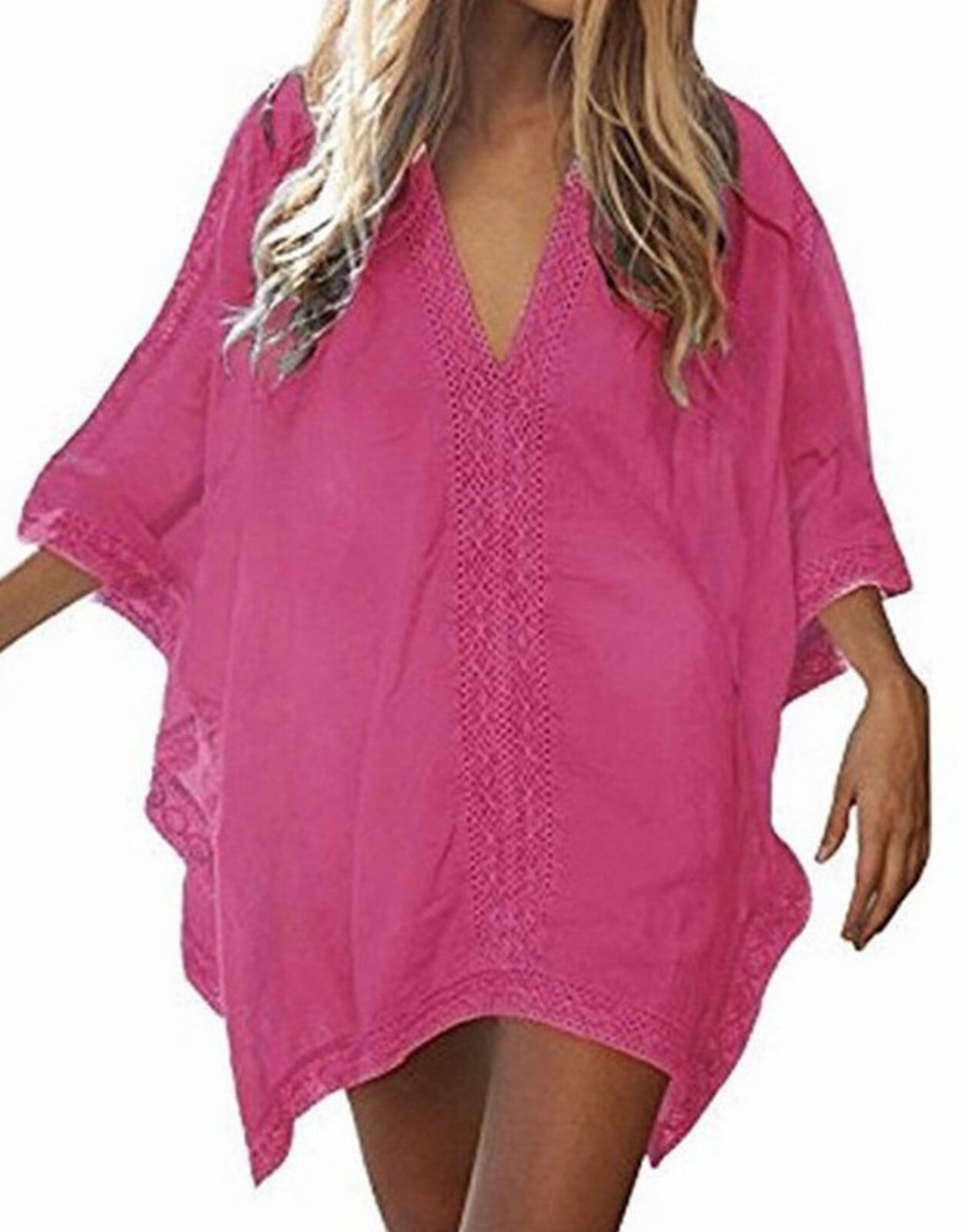 Shermie Plus Size Swimwear Cover Ups for Women, Deep V-Neck, Lace ...