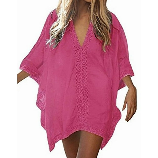 Shermie Plus Size Swimwear Cover Ups for Women, Deep V-Neck, Lace ...