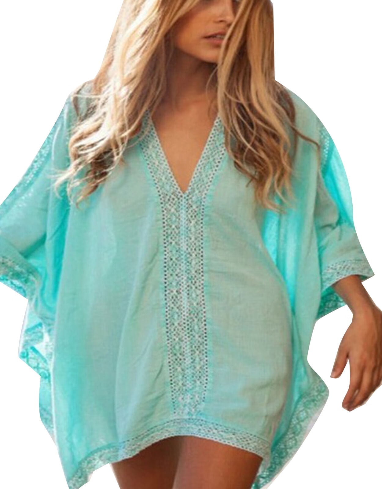 Shermie Swim Cover Ups Plus Size, Deep V-Neck, Oversized, Lace ...