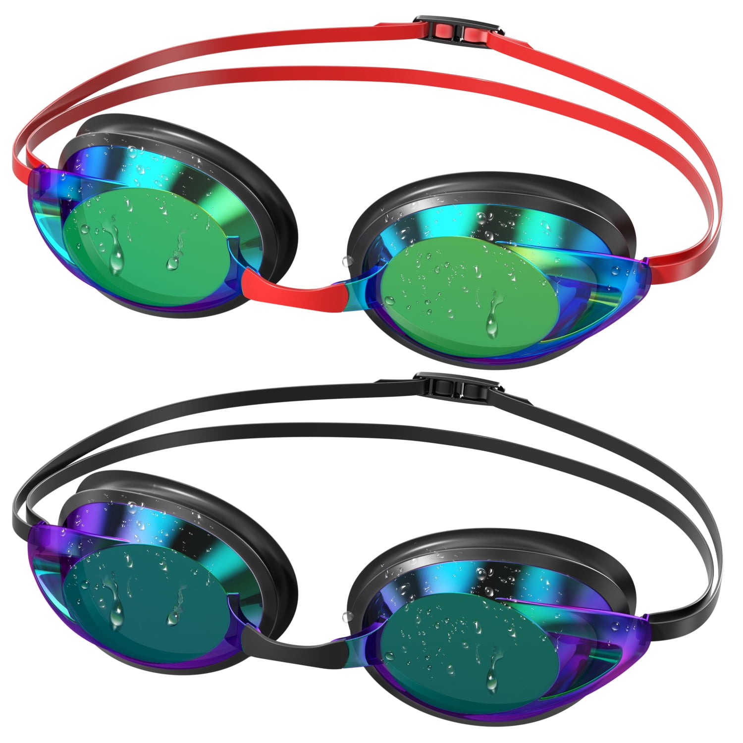 Swim Goggles 2 Pack Anti-Fog Waterproof Anti-UV Clear Vision Silicone ...
