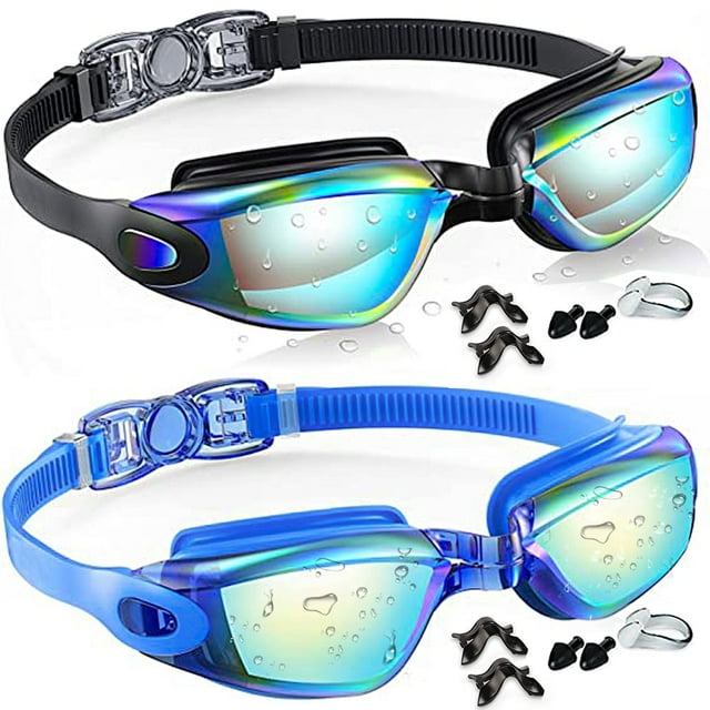 Swim Goggles, 2 Pack Anti-fog No Leaking UV Protection Silicone ...