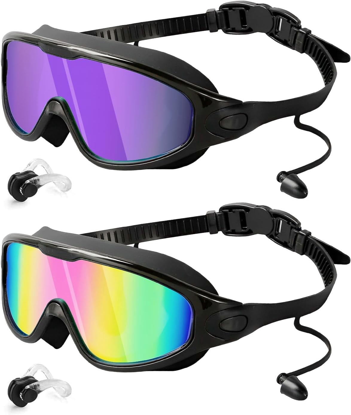 Swim Goggles 2 Pack, Wide View Anti Fog&UV Swimming Goggles for Audlt ...