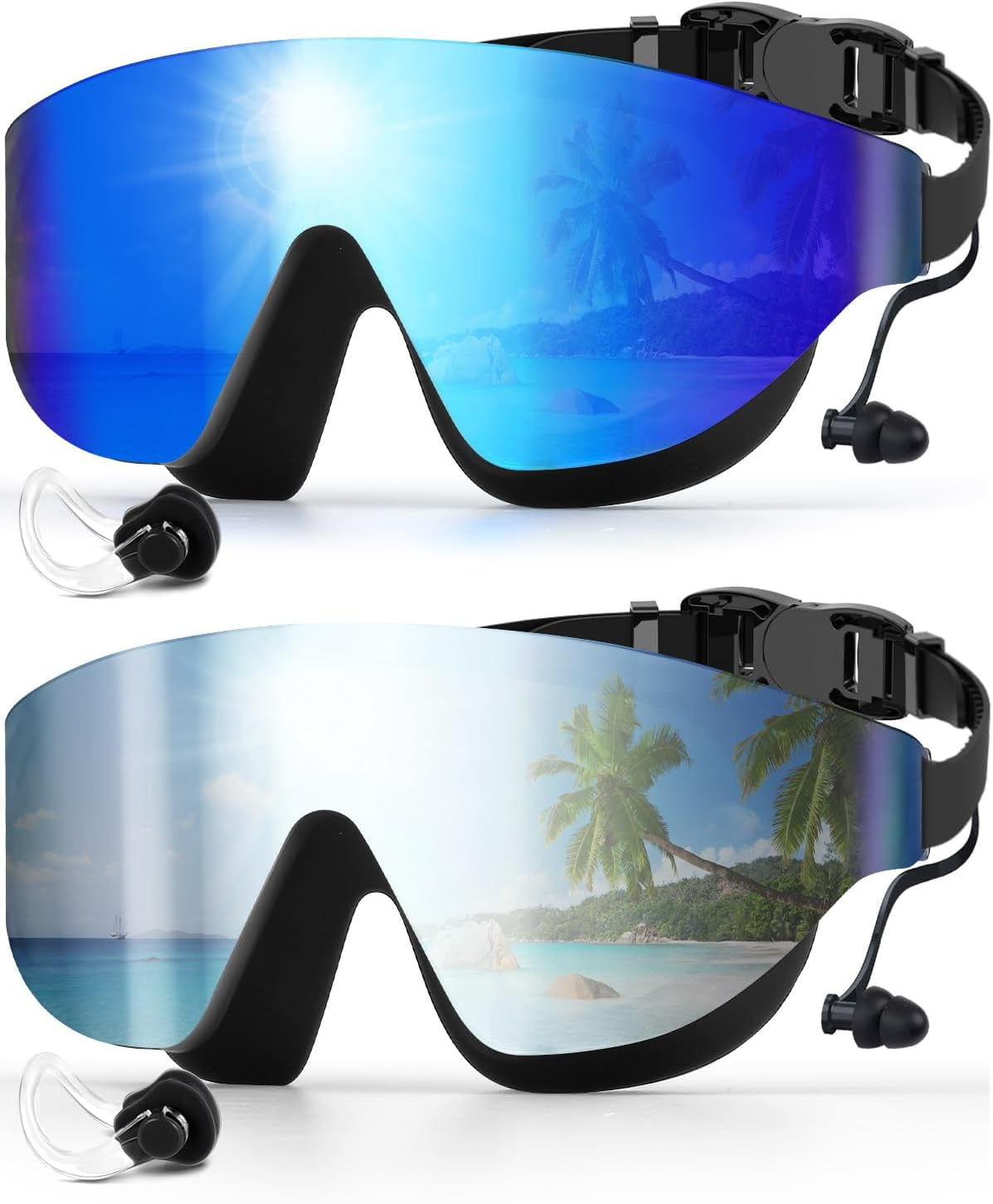 Swim Goggles, Frameless Wide View Swimming Goggles, Anti-Fog Anti-UV No ...