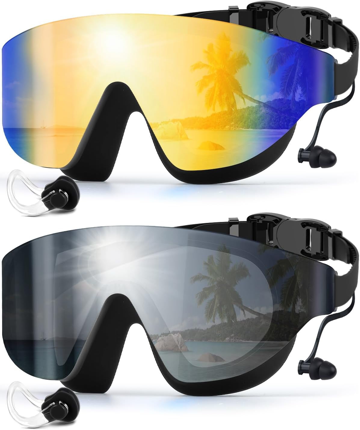 Swim Goggles, Frameless Wide View Swimming Goggles, Anti-Fog Anti-UV No ...