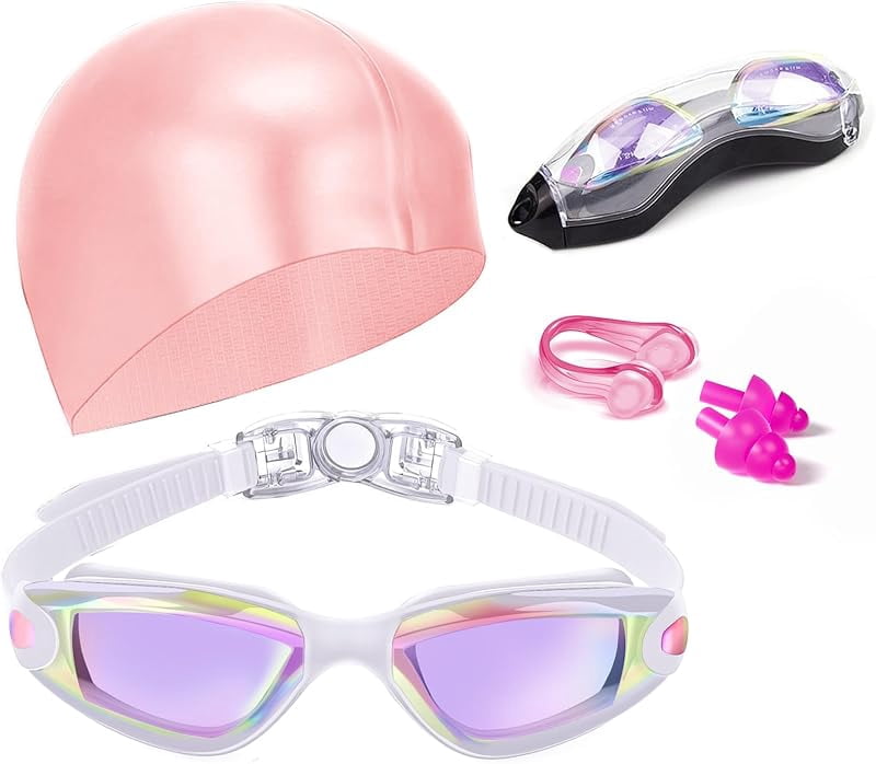 Swim Goggles Swimming Goggles No Leaking with Nose Clip, Earplugs, Swim ...