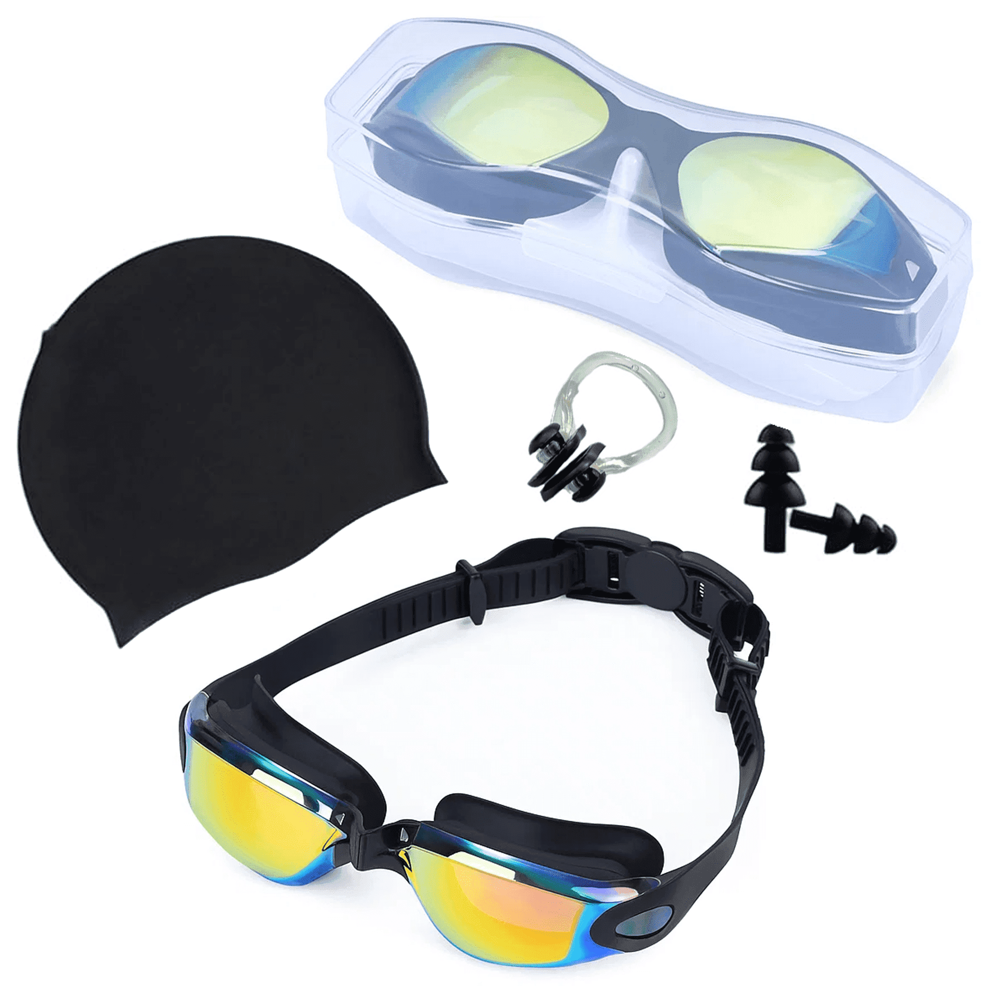 Swim Goggles and Swim Cap, Anti Fog UV Protection Swimming Goggle No ...
