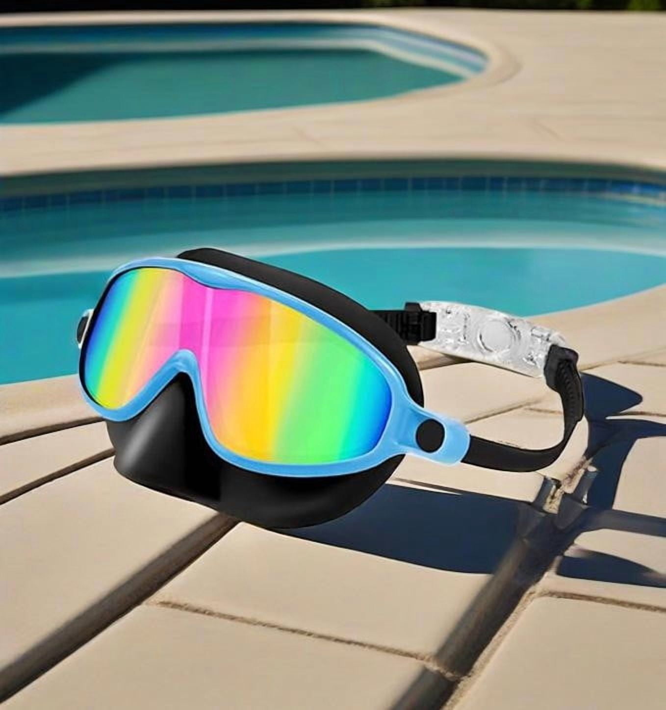 Swim Goggles with Nose Cover, Wide View Diving Mask Anti-Fog UV No Leak ...