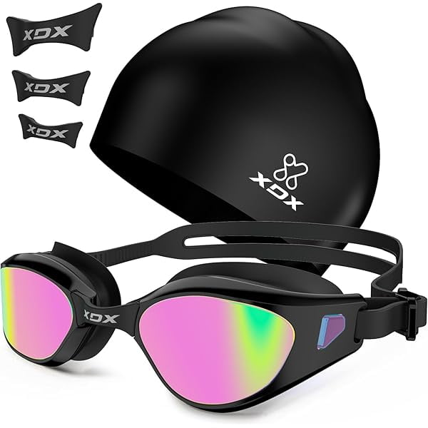 Swim Goggles with Swim Cap Anti-Fog Pool Goggles with Detachable Lenses ...