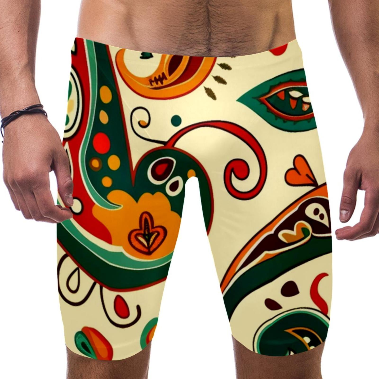 Swim Jammers For Men Mens Athletic Swimwear Briefs Paisley Cartoon