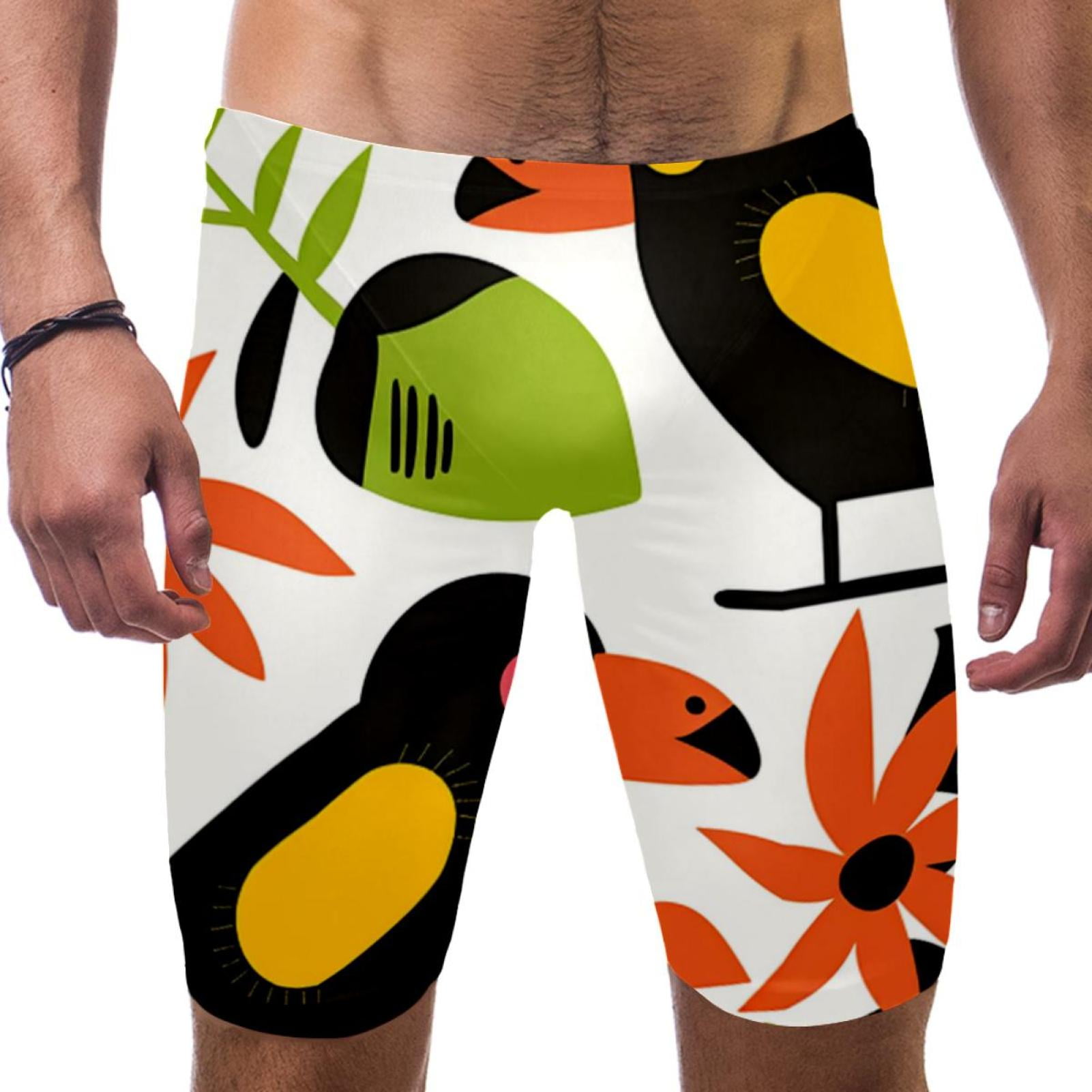 Swim Jammers for Men, Men's Athletic Swimwear Jammers, Flamingo Parrot ...