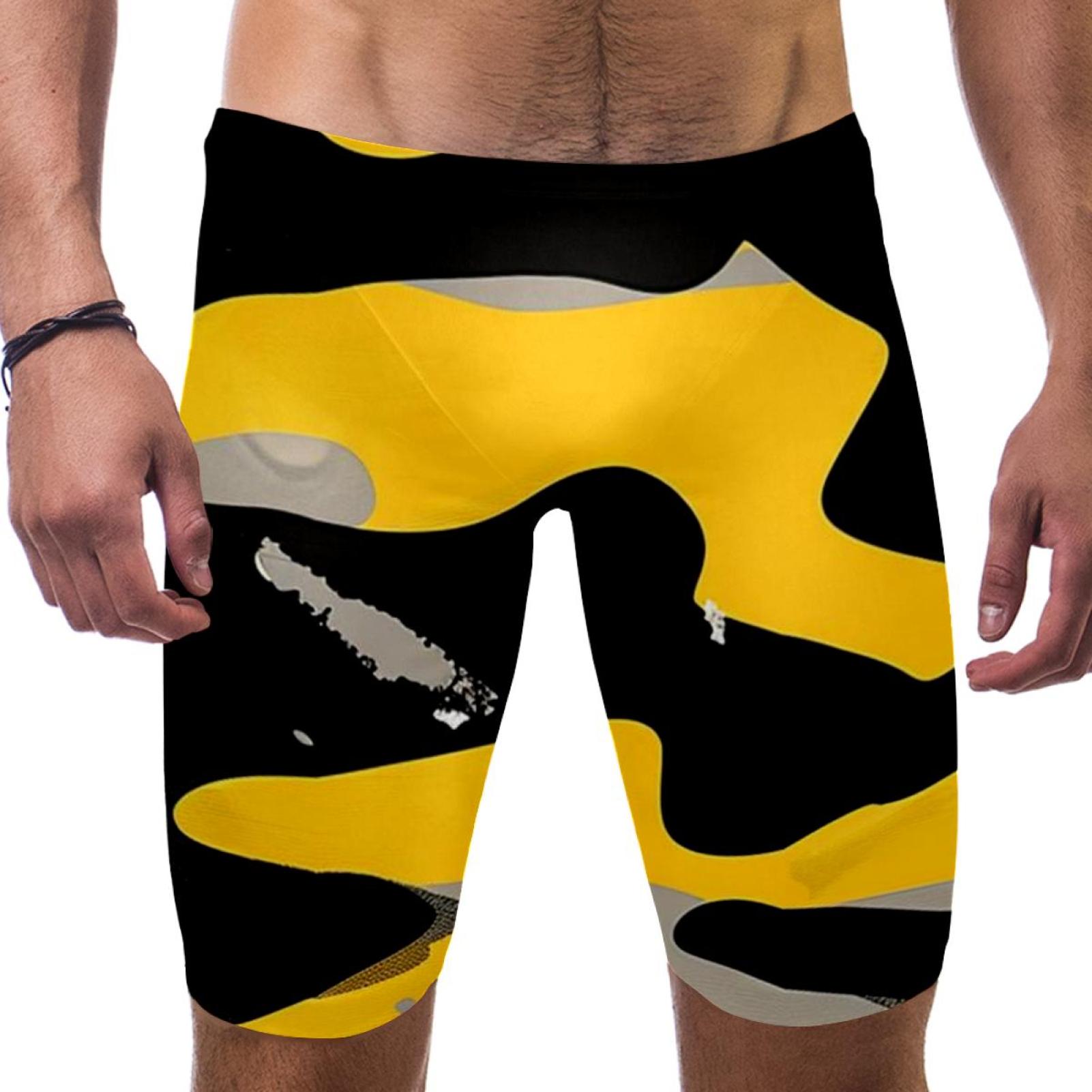 Swim Jammers for Men, Men's Swim Briefs, Camouflage Yellow Black Grey ...
