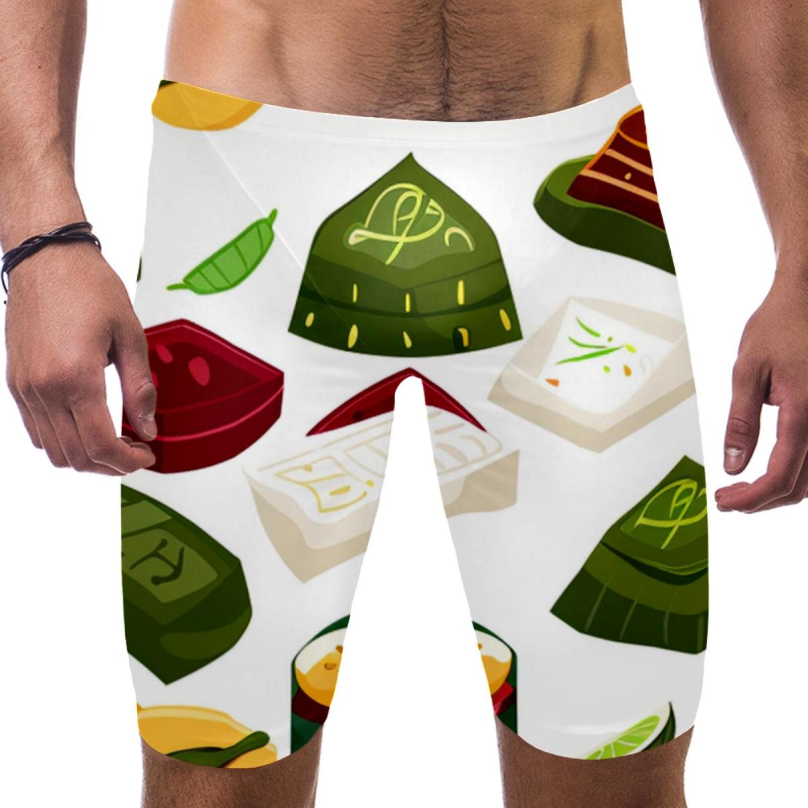 Swim Jammers for Men, Men's Swim Briefs, Food Cartoon Dumplings Taco ...