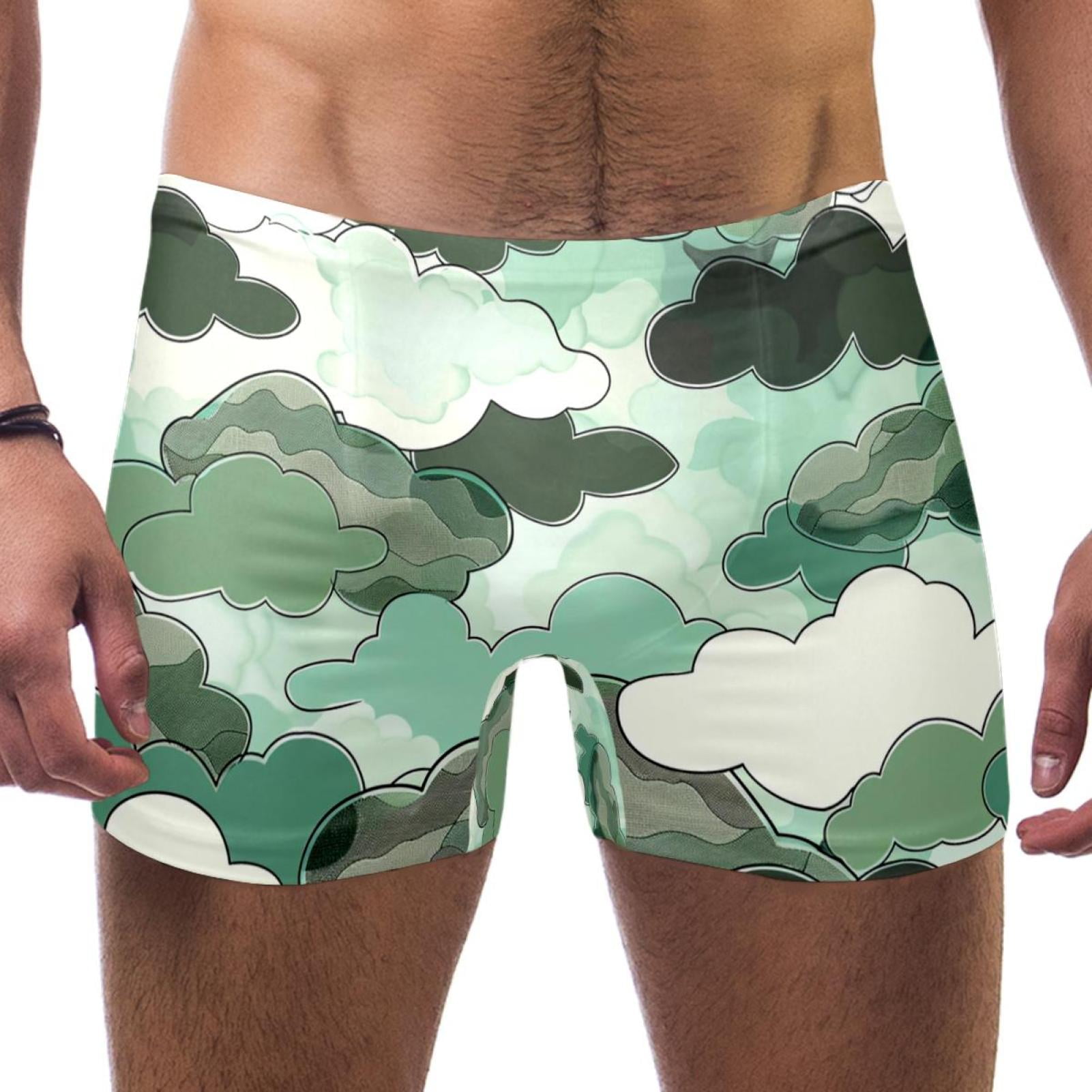 Swim Jammers For Men Mens Swim Briefs Green Grey Cloud