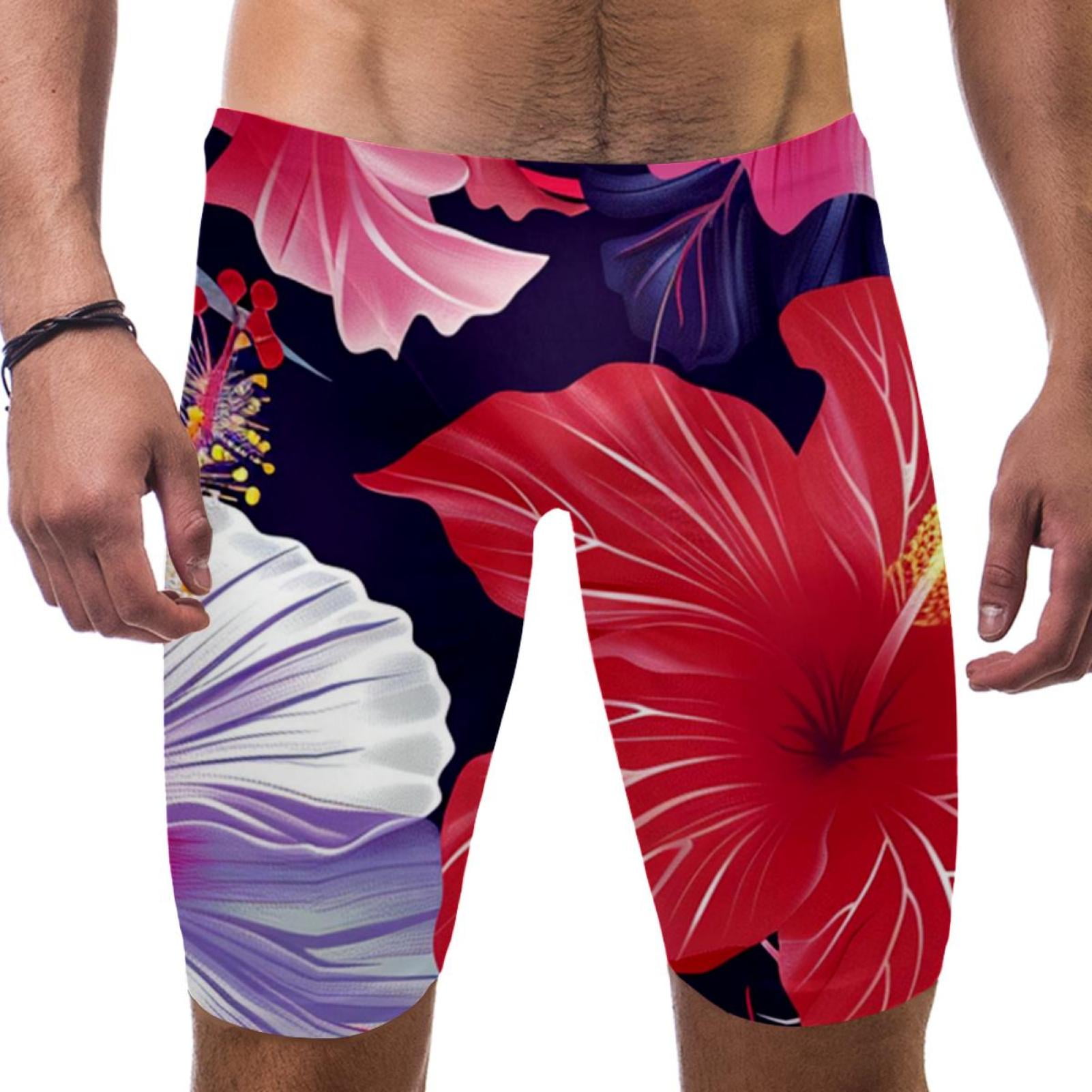 Swim Jammers For Men Mens Swim Briefs Modern Tropical Plants Flowers
