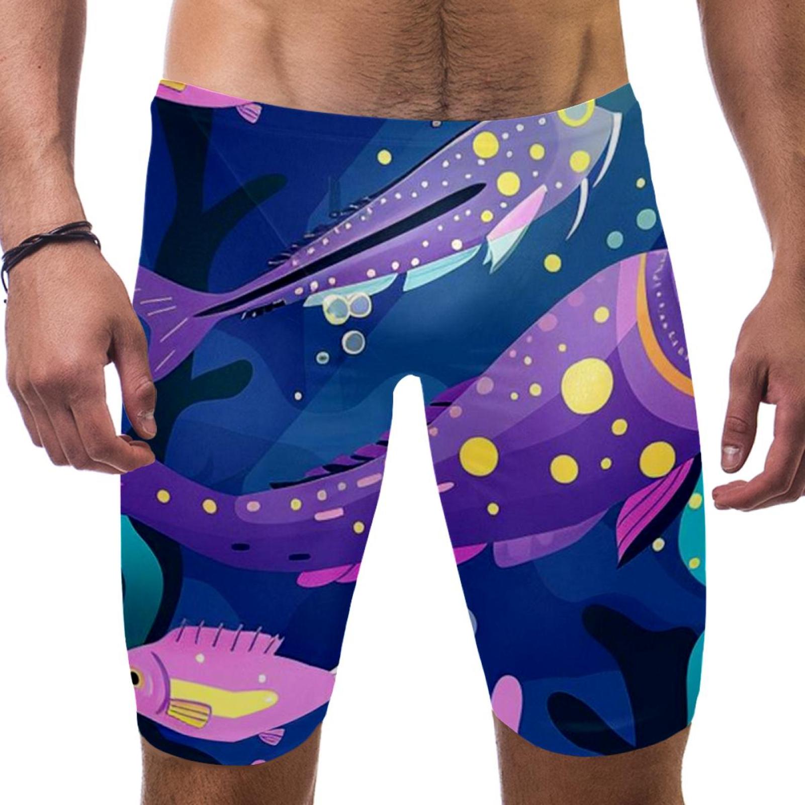 Swim Jammers for Men, Men's Swimwear, Cartoon Sea Creature Fish ...