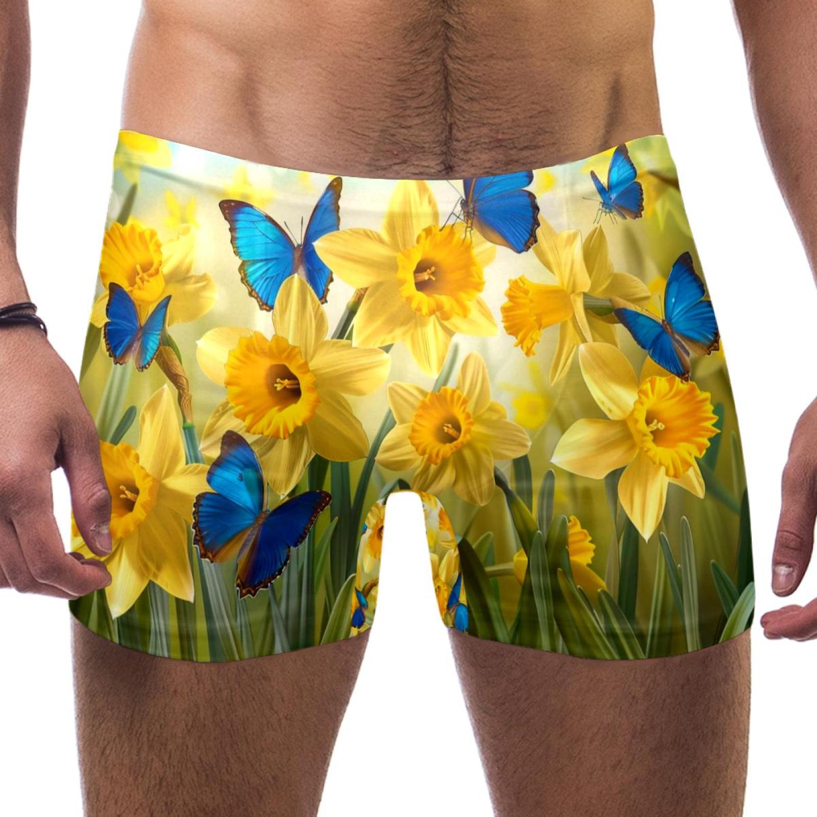 Swim Jammers for Men, Mens Swim Jammers, Spring Daffodil Butterfly ...