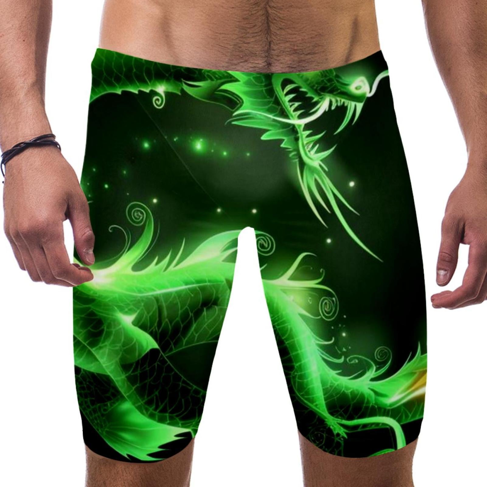 Swim Jammers For Men Swim Briefs For Men Fire Art Green Dragon