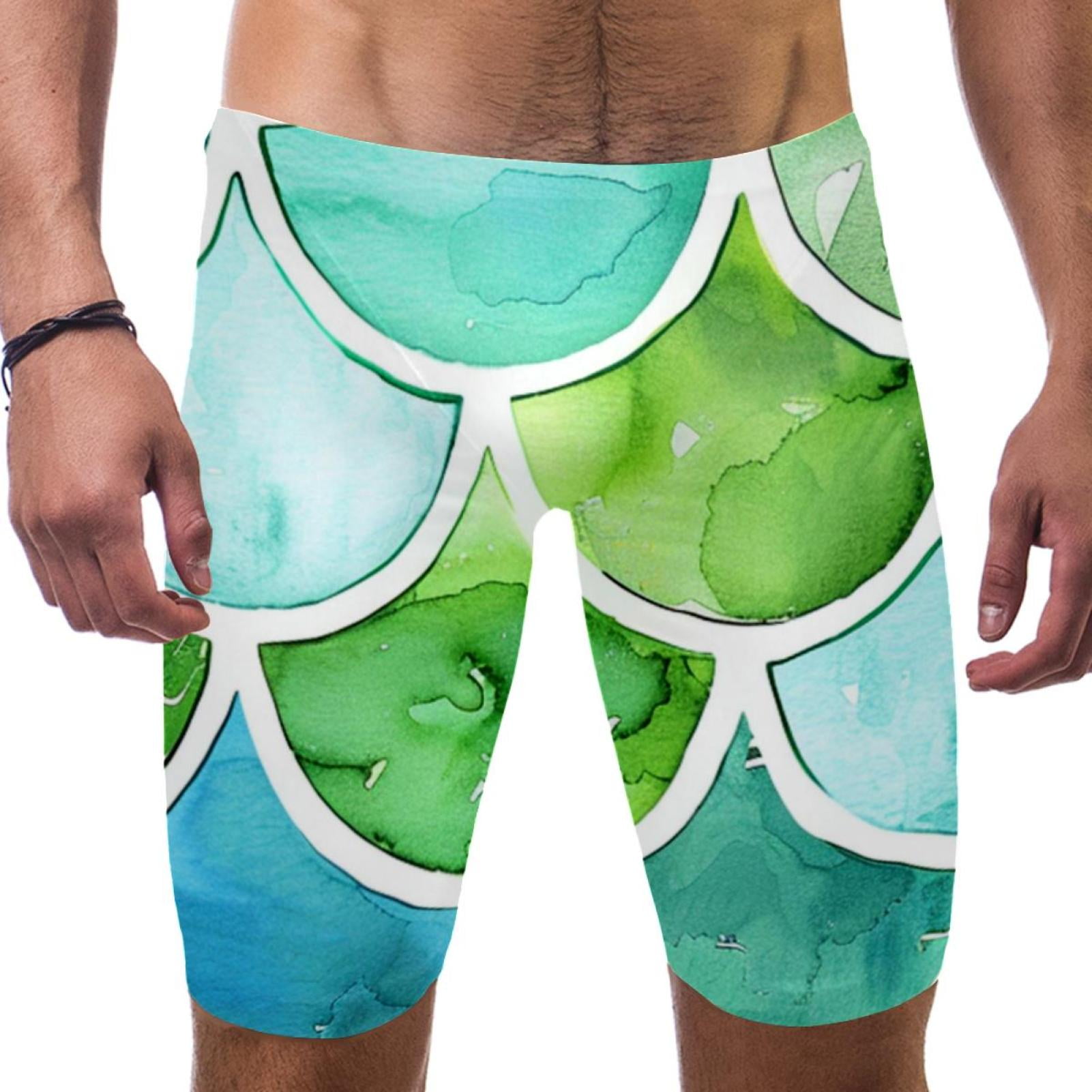 Swim Jammers For Men Swim Briefs For Men Mermaid Cartoon Green Yellow