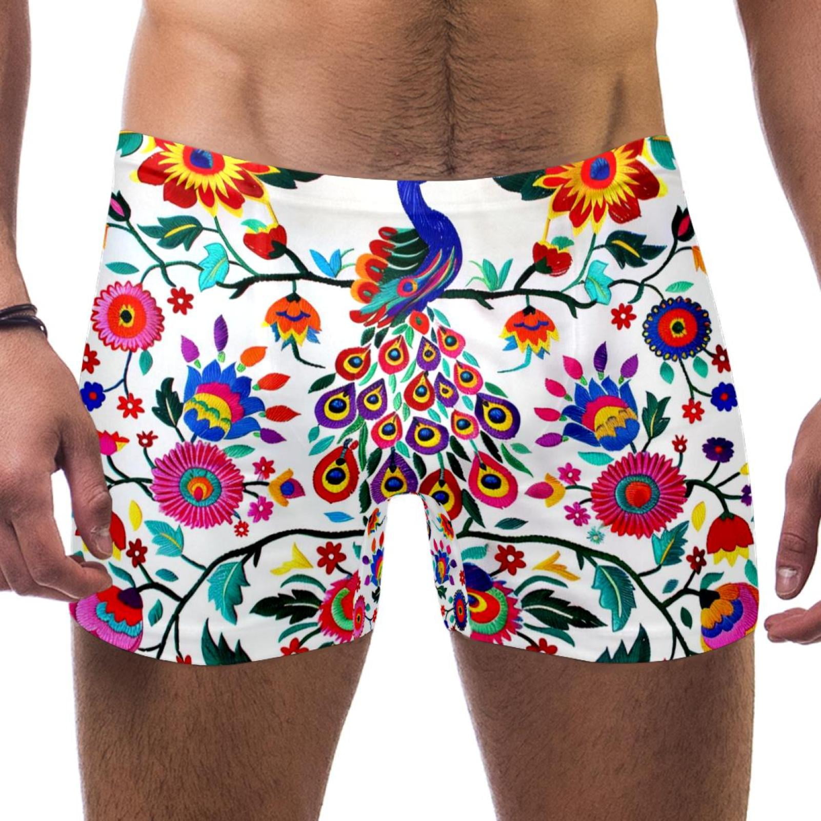 Swim Jammers For Men Swim Briefs For Men Retro Art Mexican Peacock Flowers
