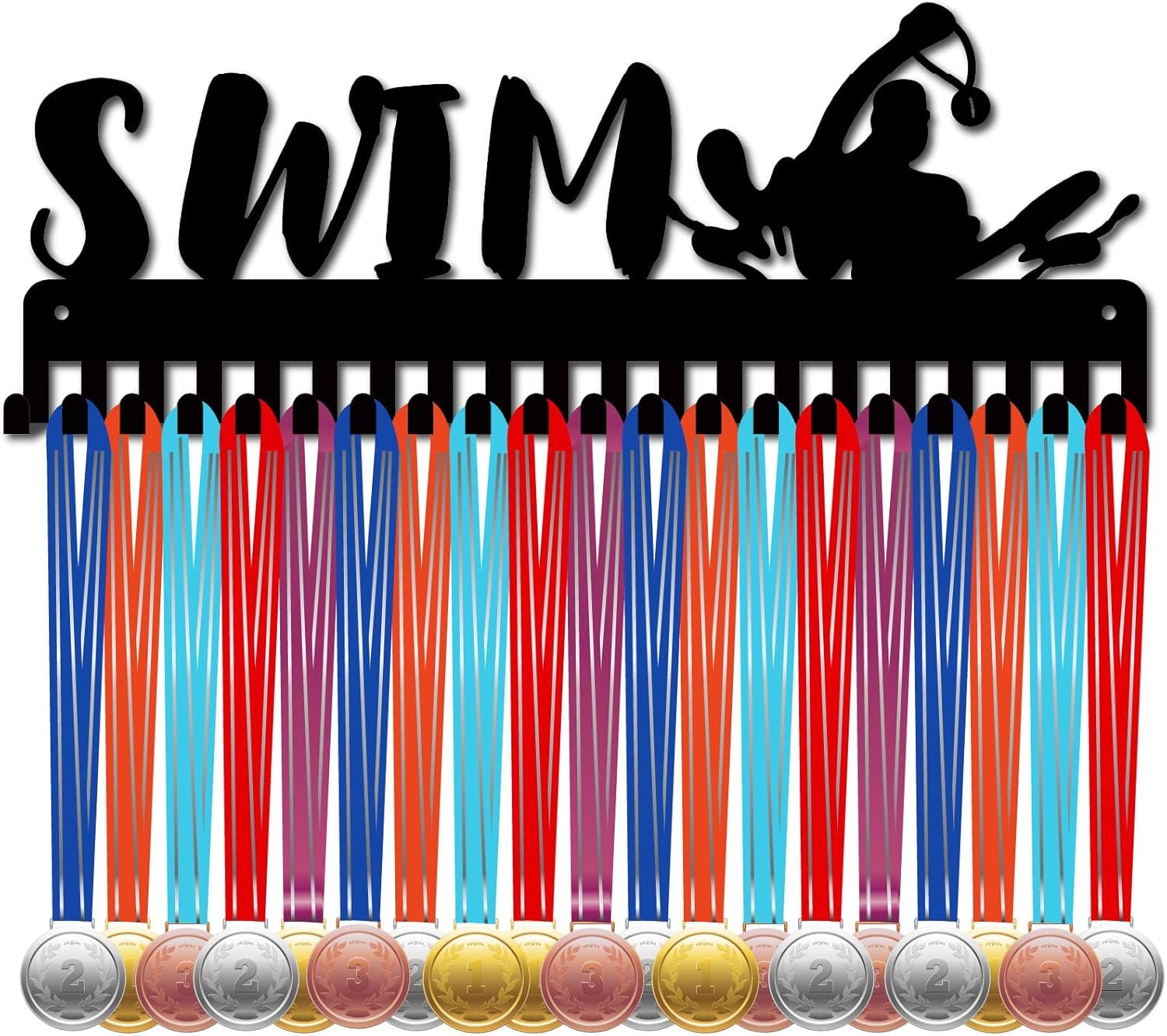 Swim Medal Holder Medals Display Hangers Rack Black Metal Medals Shelf ...