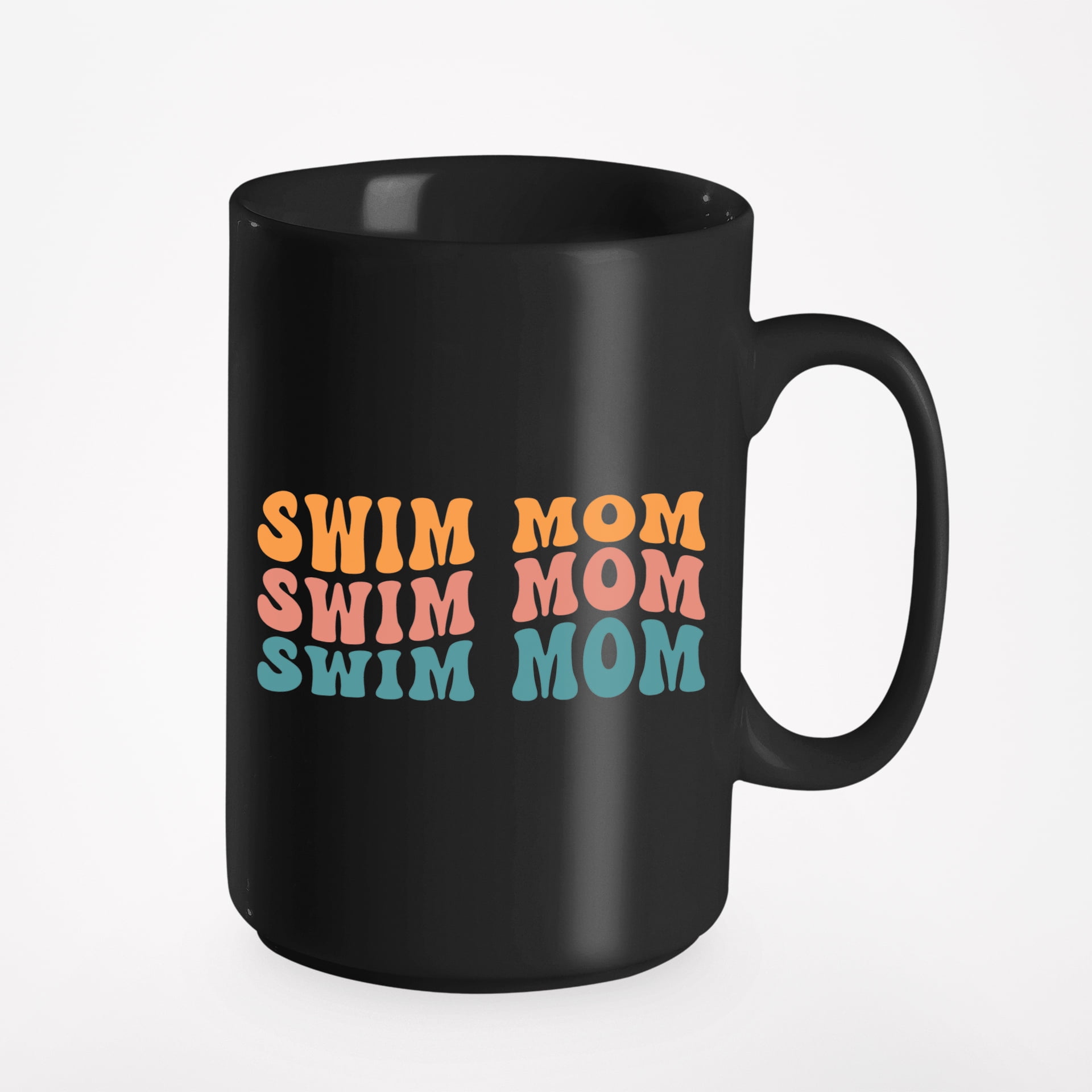 Swim Mom, Mother of a Swimmer Themed, Groovy Retro Wavy Text Merch Gift ...