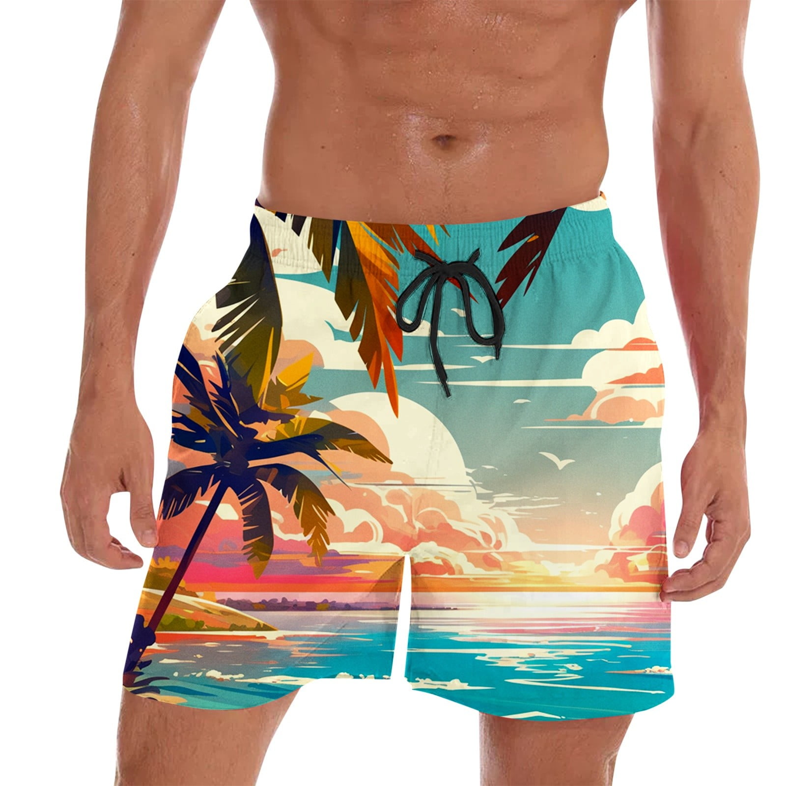 Swim Shorts Men Men's Hawaii Print Beach Shorts Breathable Casual ...