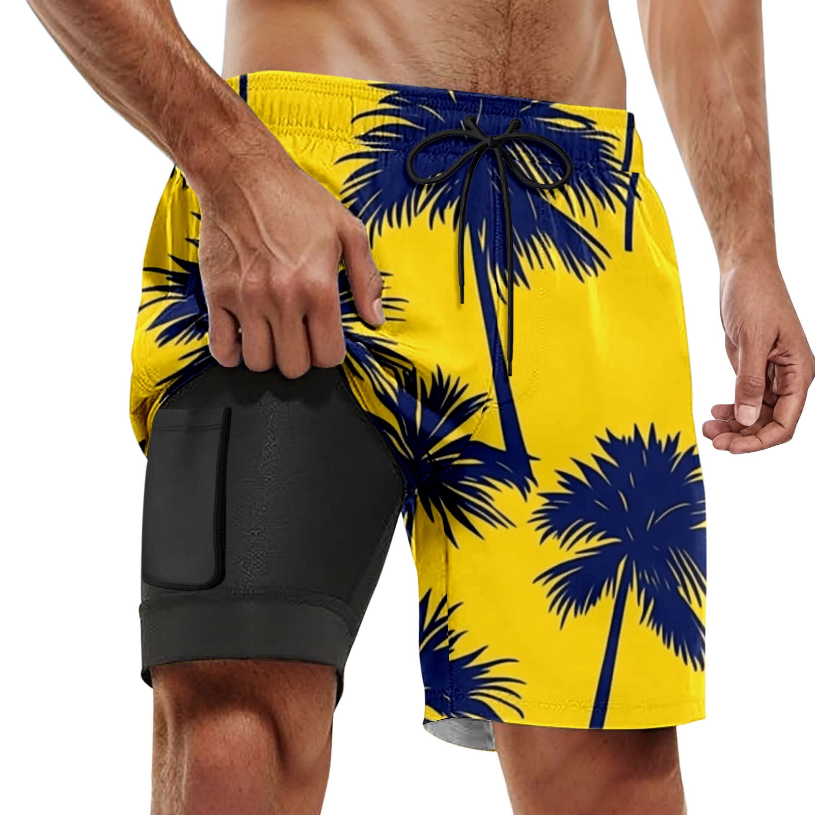 Swim Shorts Men Men's Summer Casual Style Beach Double Layer Pants ...