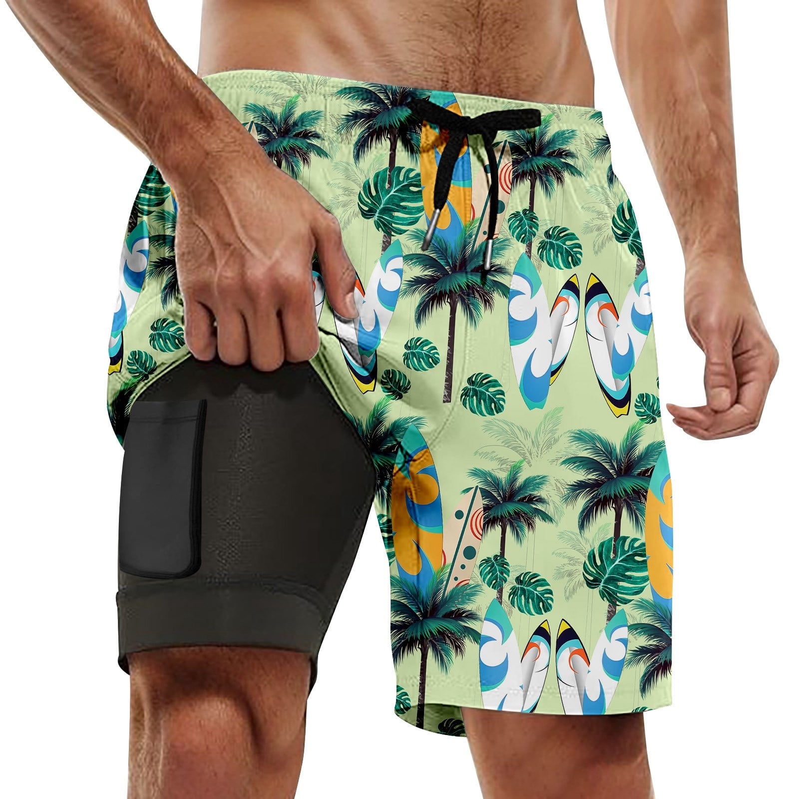 Swim Shorts Men Mens Swim Trunks With Compression Lined Short Bathing ...