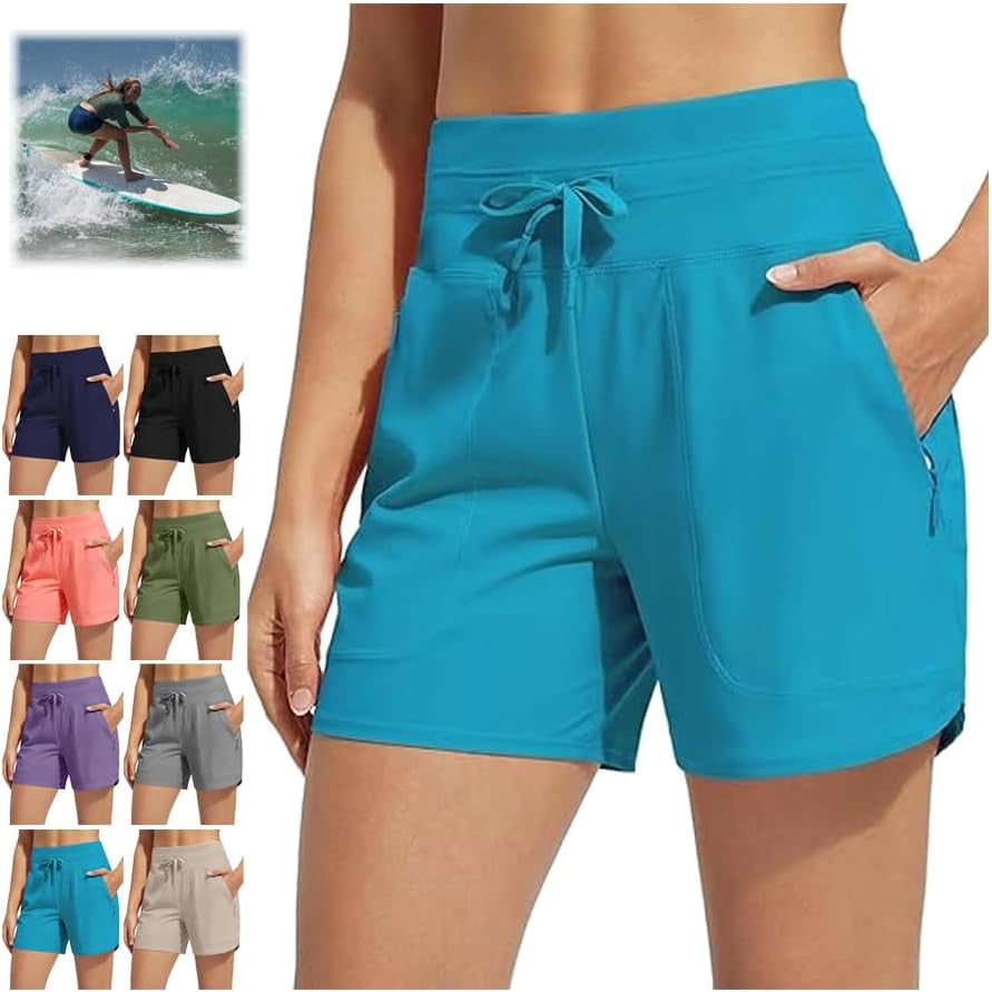 Swim Shorts, Women's 5" Swim High Waisted Quick Dry Swimming Bottoms ...