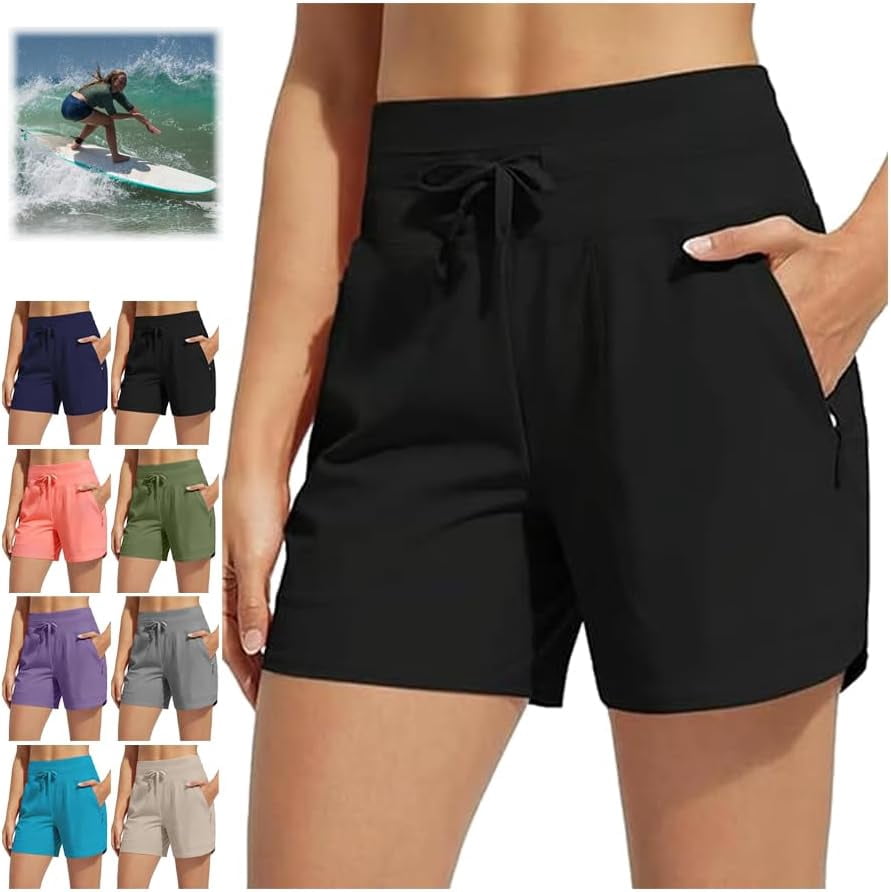 Swim Shorts, Women's 5" Swim High Waisted Quick Dry Swimming Bottoms ...