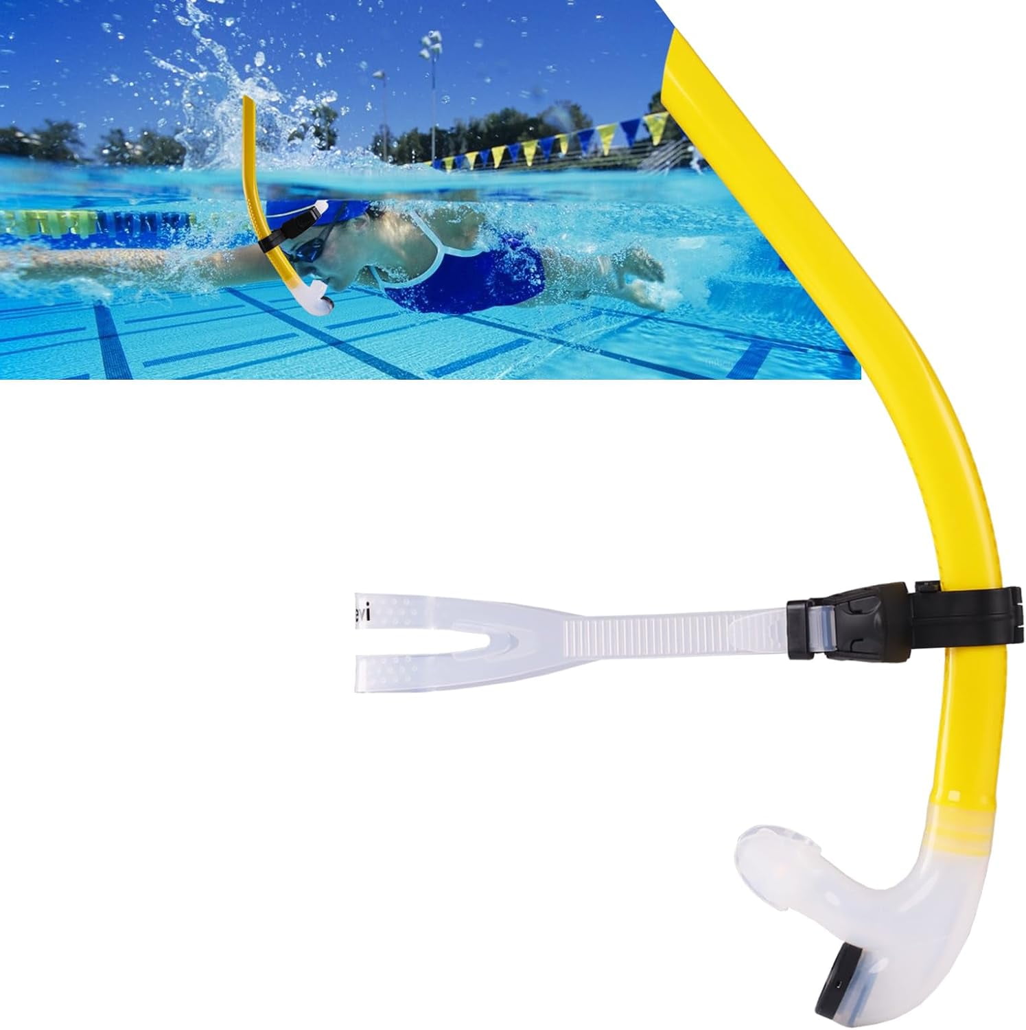 Swim Snorkel for Lap Swimming – Center-Mount Training Snorkel for ...