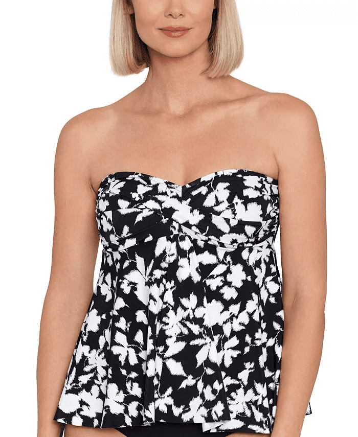 Swim Solutions BLACK/WHITE Printed Flyaway Tankini Swim Top, US 14 ...