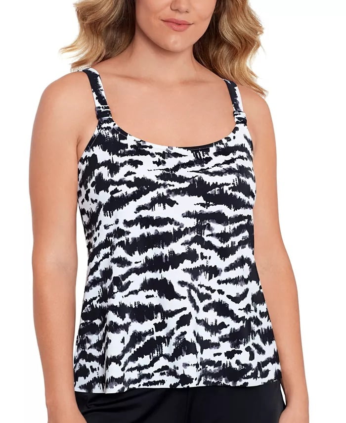 Swim Solutions FERAL STRIPES A-Line Tankini Swim Top, US 10 - Walmart.com
