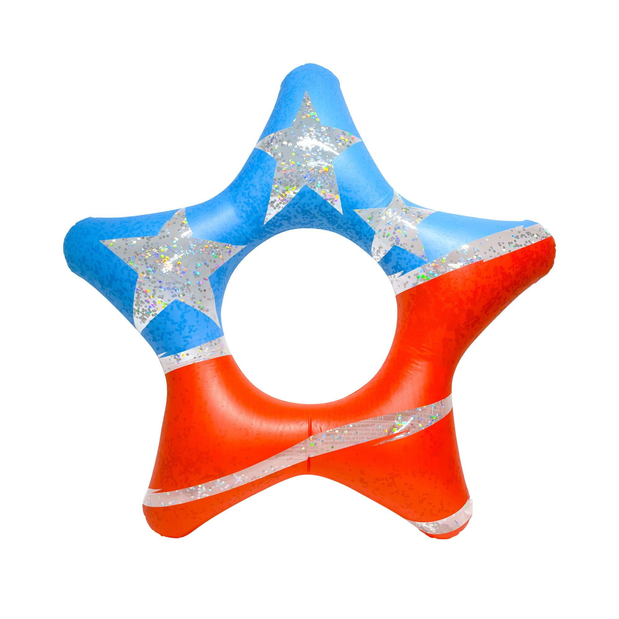 In The Swim Star Spangled Glitter 48in Star Pool Float – Patriotic Red ...