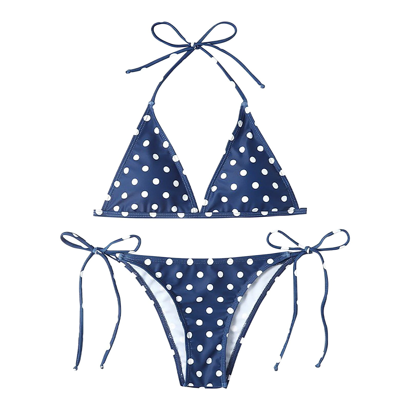 Swim Suits For Women 2024 Sexy Polka Dot Print Bikini Lanyard Halter ...