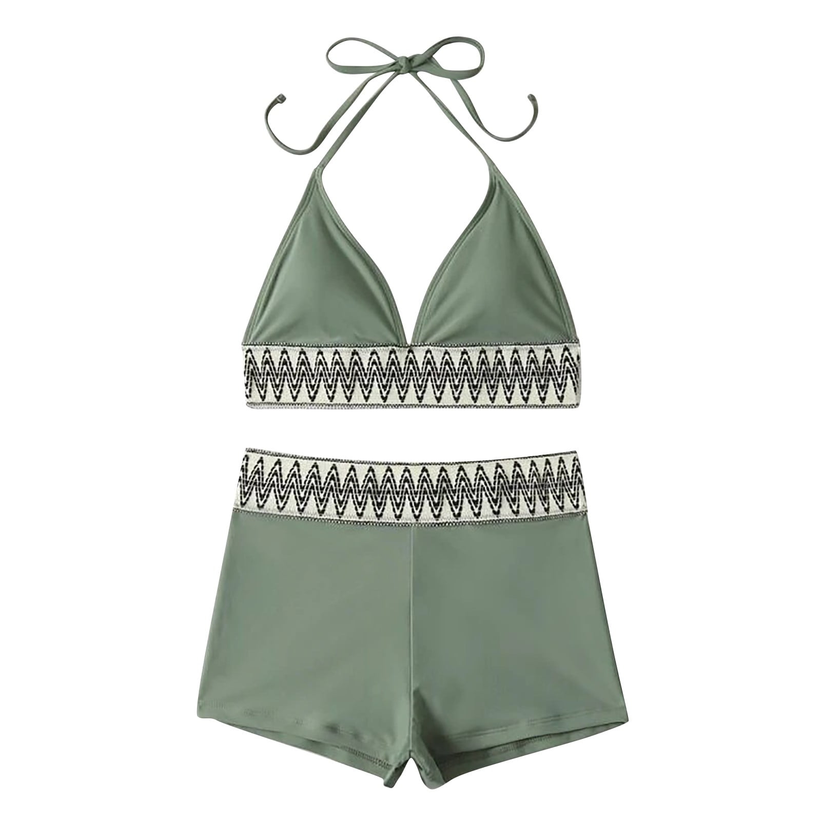 Swim Suits for Women 2024 Tummy Control Solid Color Ripple Split Rope ...