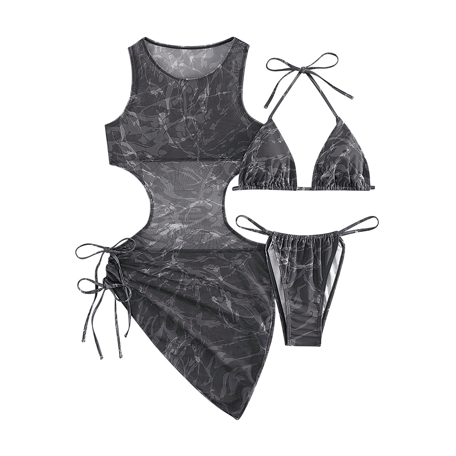 Swim Suits for Women 2025 Women's Sexy Print Swimwear Three-piece Slim ...