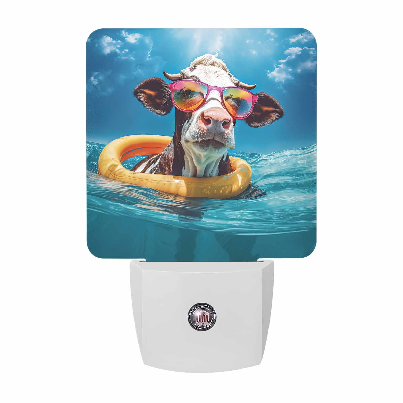 Swim Sunglasses Cow Plug-in LED Night Lights Summer Waves Auto Dusk-to ...