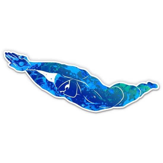 Swim Swimmer - 3" Vinyl Sticker - For Car Laptop Water Bottle Phone ...