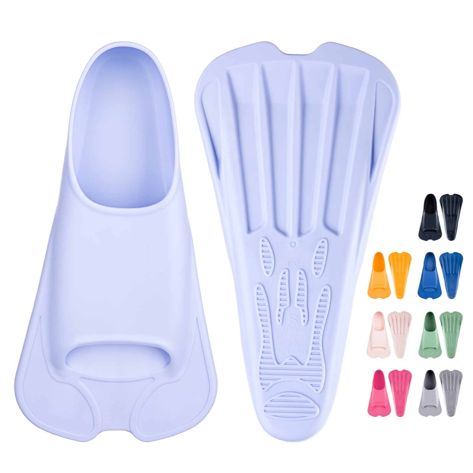 Swim Training Fins Soft Silicone Lap Swimming Short Floating Flippers ...