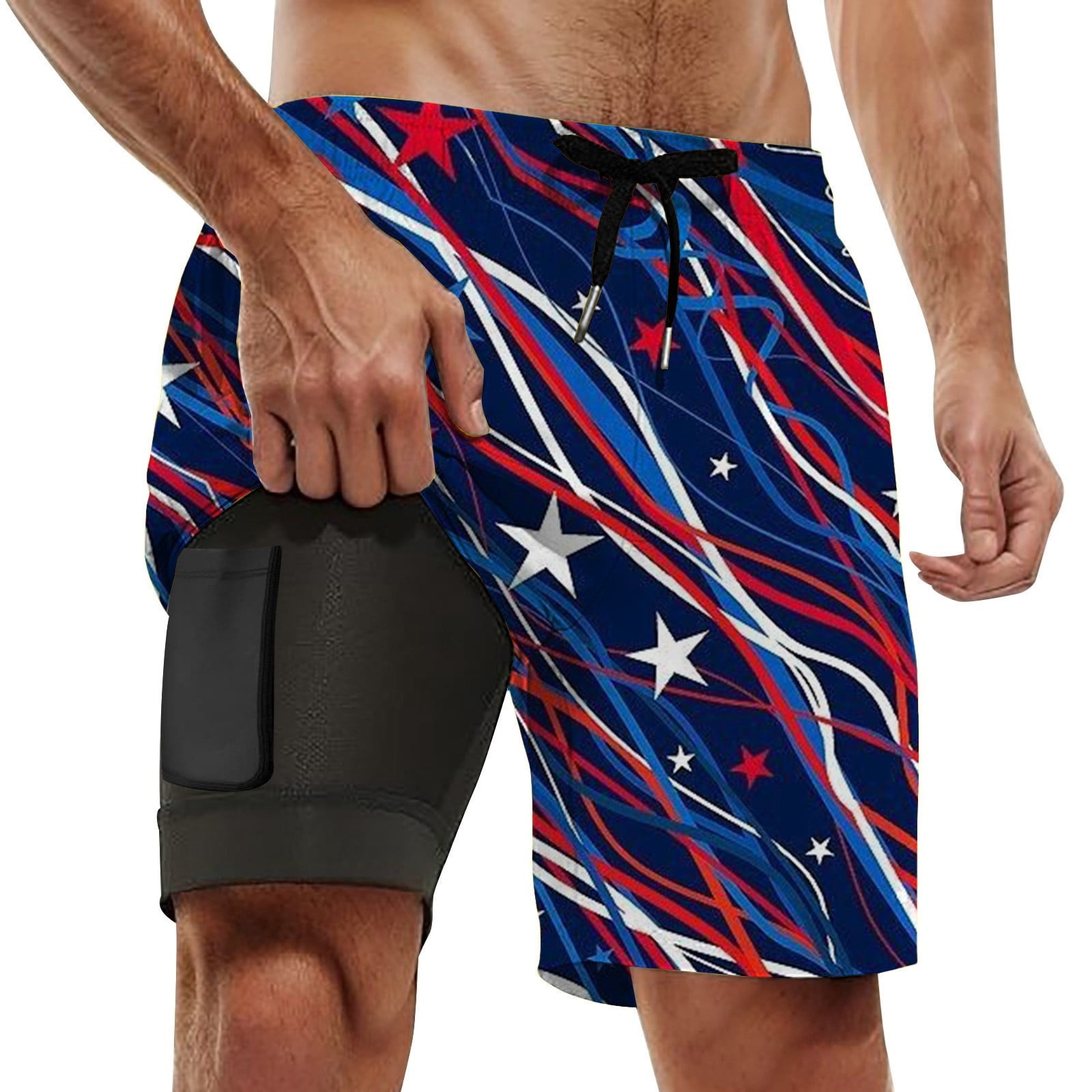 Swim Trunks with Compression Liner Boys Stretchy Quick Dry Elastic ...