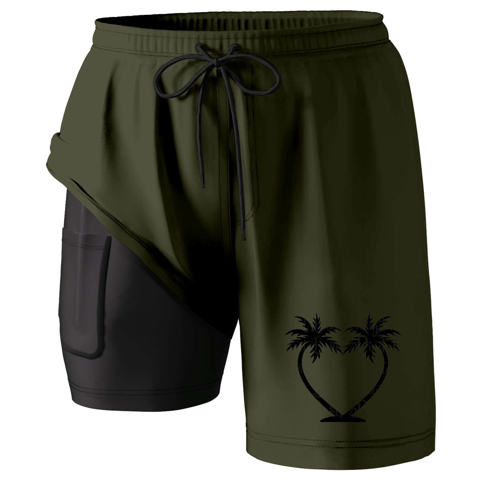 Swim Trunks with Compression Liner Men 5 Stretchy Quick Dry Drawstring ...