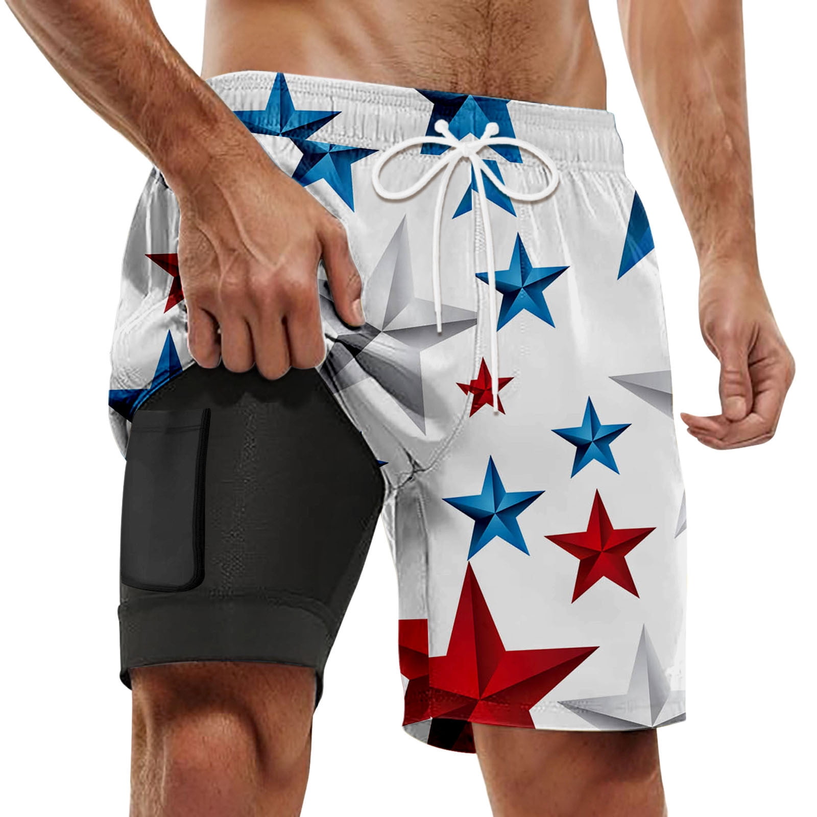 Swim Trunks Men 5 Inch Compression Liner Stretchy Quick Dry Elastic ...