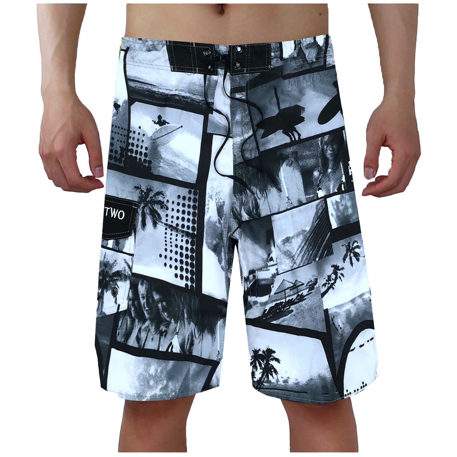 Swim Trunks Men 7 Inch Inseam Quick Dry Gradient Stretch Boy Swim ...