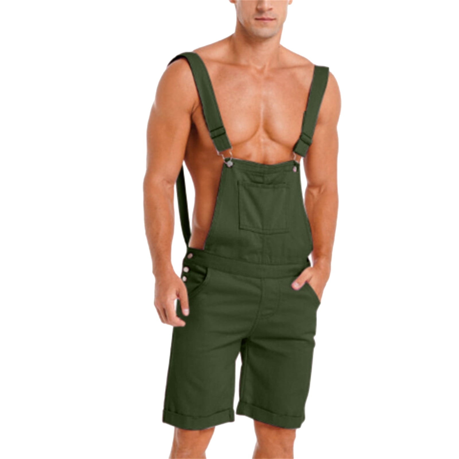 Swim Trunks Men Plus Pocket Jeans Overall Jumpsuit Streetwear Overall ...