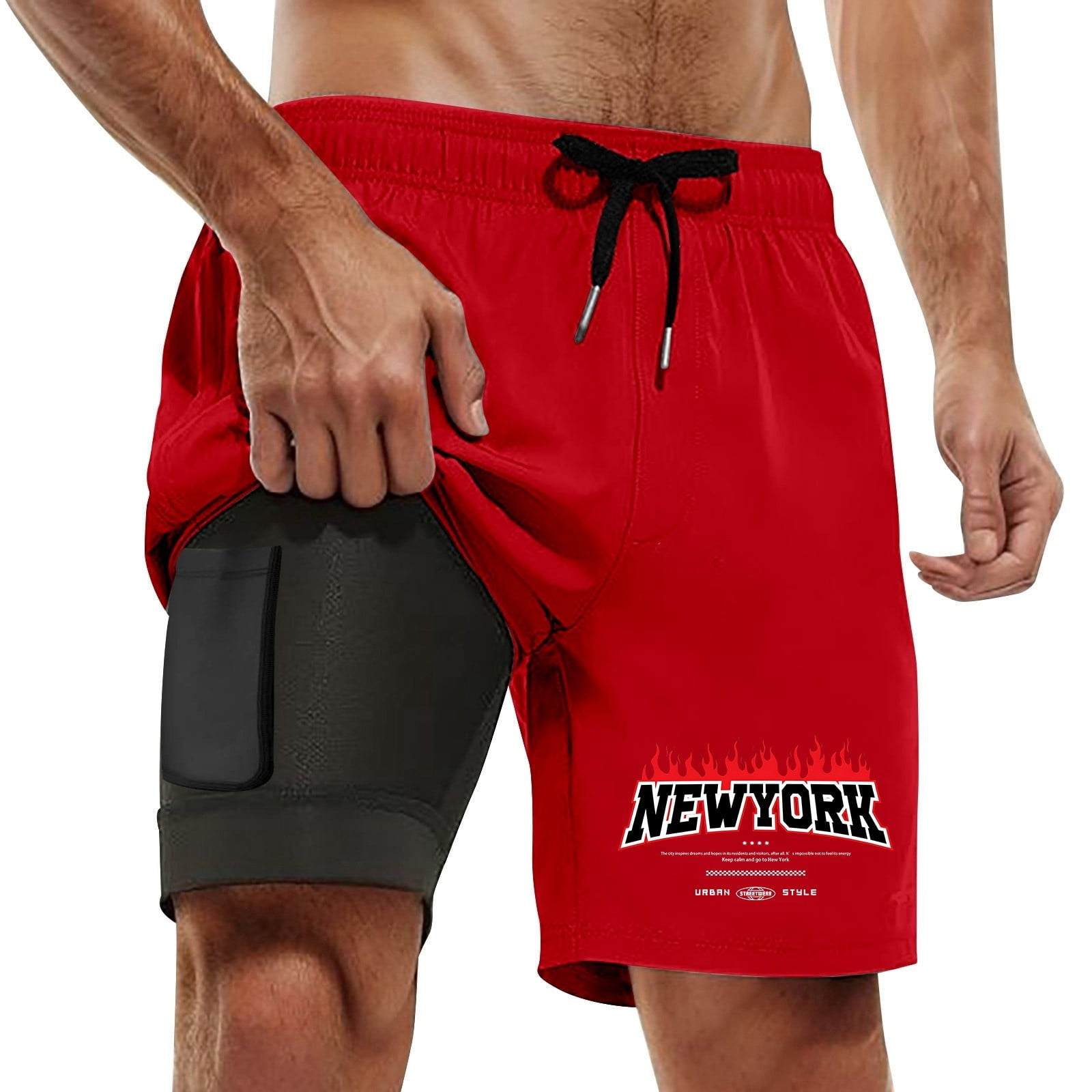 Swim Trunks Men Quick Dry Expandable Waist Stretch Swim Trunks Printing ...