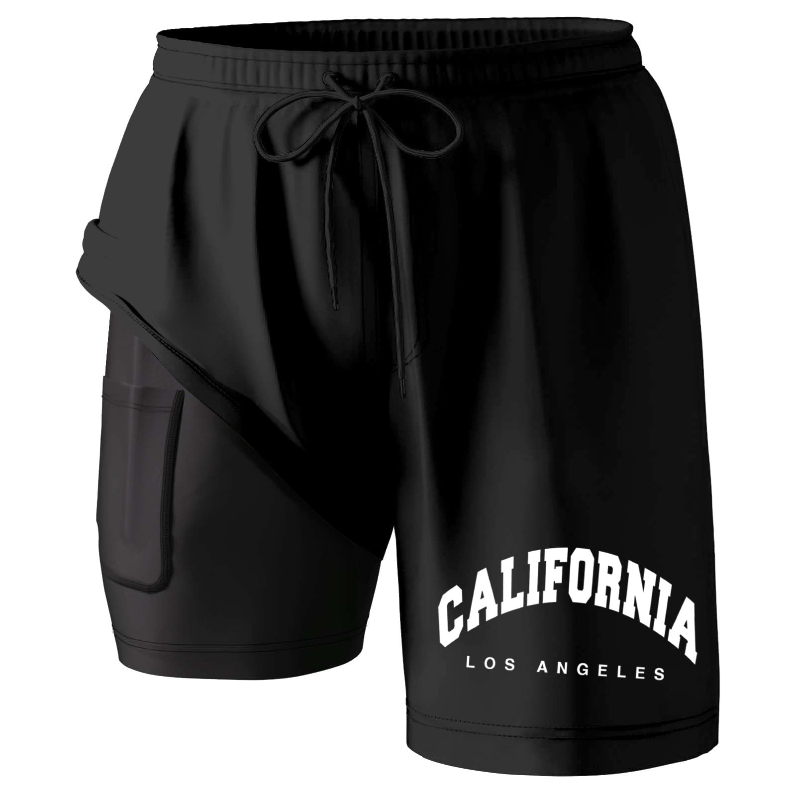 Swim Trunks Men Swim Trunks With Compresssion Liner Inseam Board Shorts ...