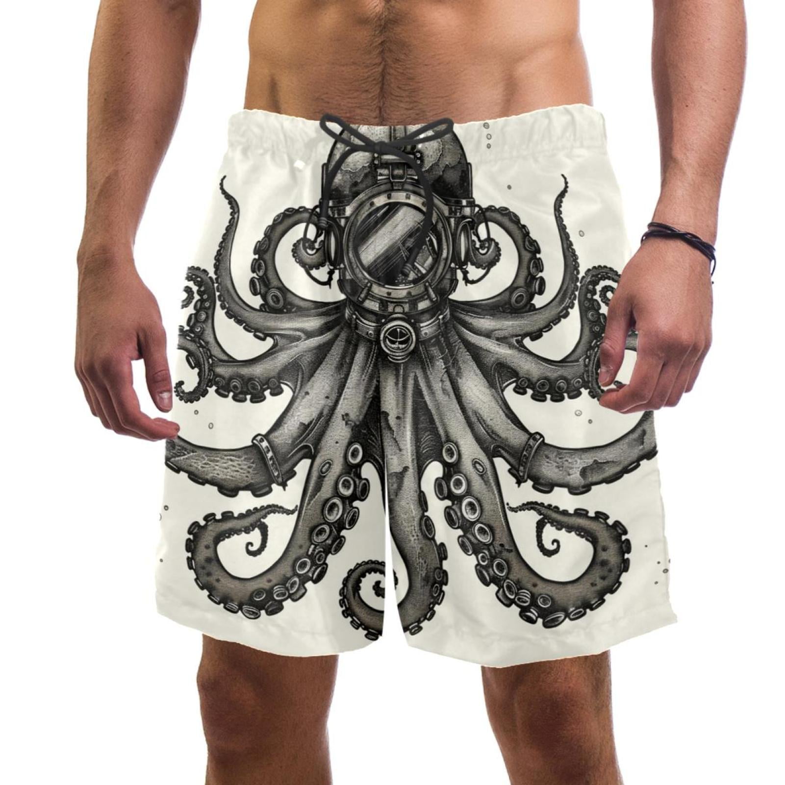 Swim Trunks Men, Swimming Trunks for Men, Swim Shorts Men, Octopus ...
